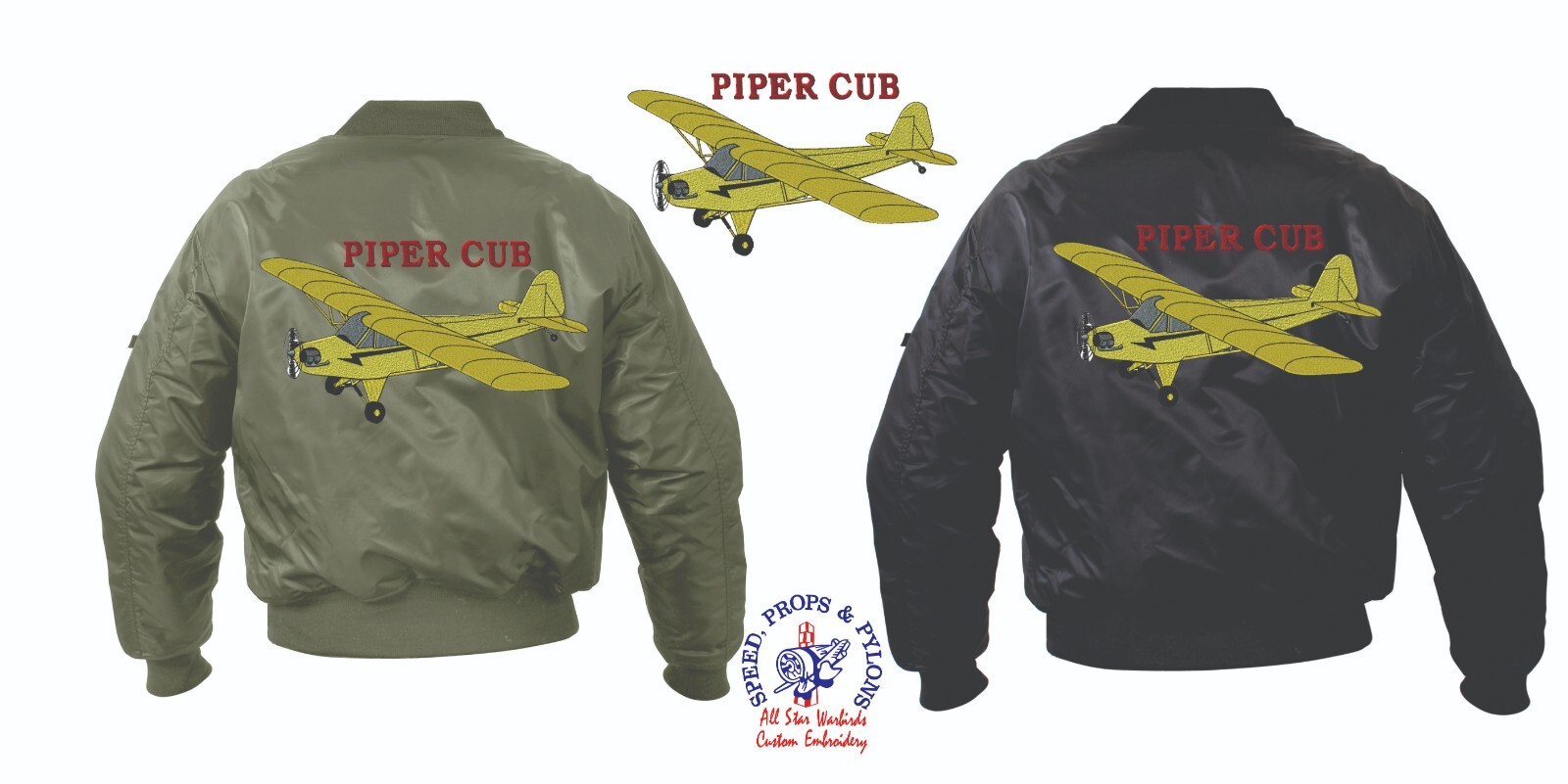 Piper Cub Antique Aircraft MA-1 Jacket full embroidered back and crest ...