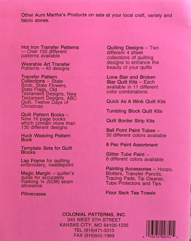 Iron On Embroidery Transfer Book Aunt Marthas Flowers Vintage | eBay