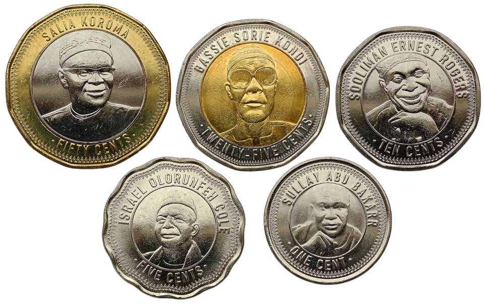 SIERRA LEONE SET OF 5 COINS 1 - 50 CENTS 2022 MUSICAL INSTRUMENTS ...