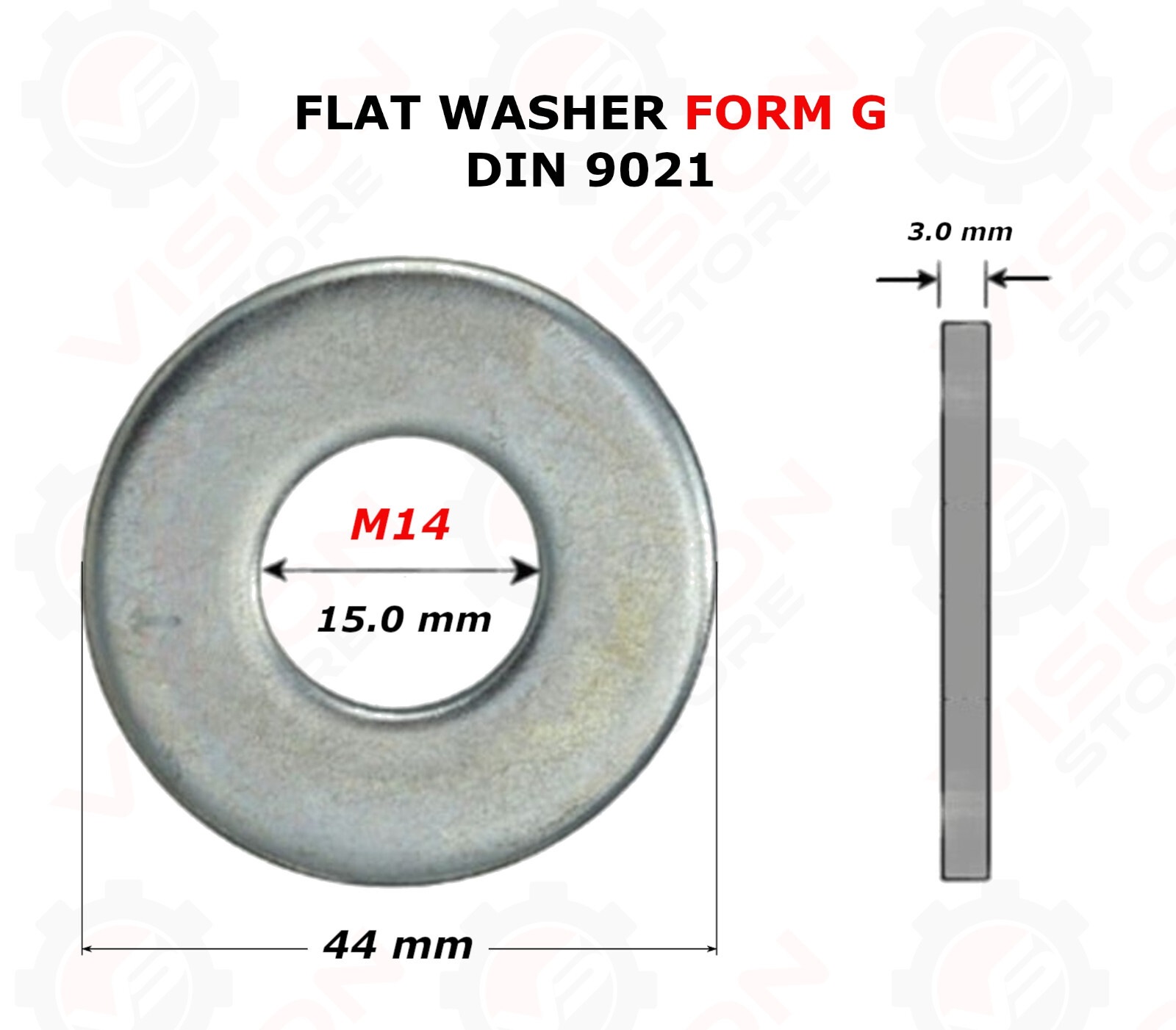 FORM G WASHERS M14 (3D WASHER) FLAT WIDE THICK ZINC DIN 9021 | eBay UK