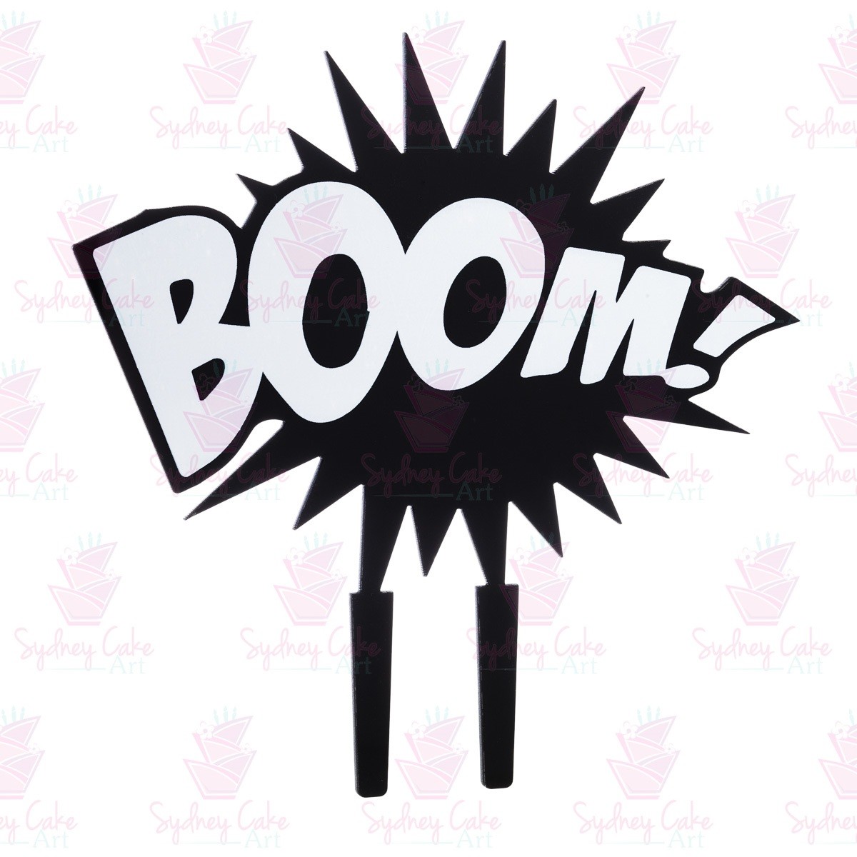Superhero Acrylic Cake Topper Boom - Black | eBay Australia