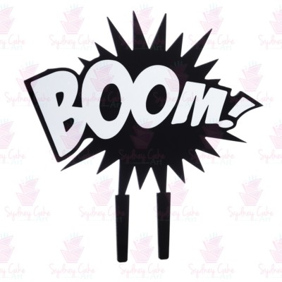 Superhero Acrylic Cake Topper Boom - Black | eBay Australia