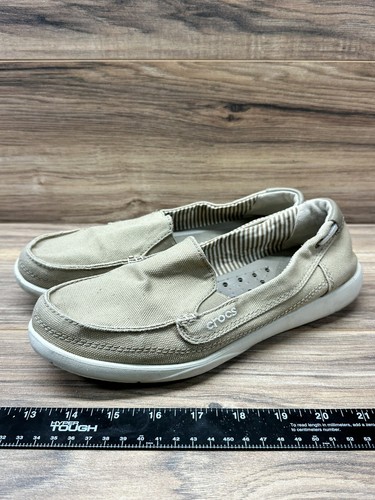 Crocs Walu II Women's Size 9 Canvas Casual Loafers Tan Slip-On Shoes ...
