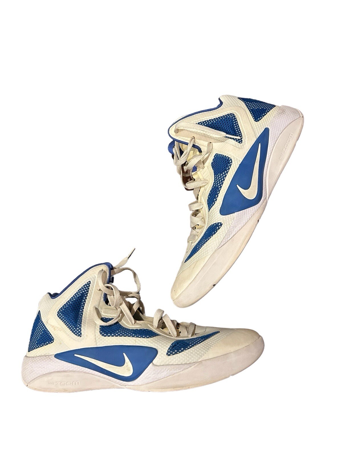 Nike Mens Zoom Hyperfuse TB White/Blue Basketball Sho… - Gem