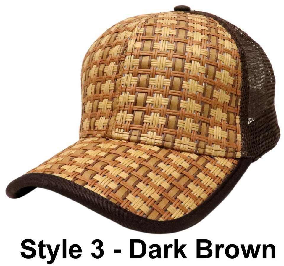Men Women New Wicker Straw Woven Baseball Cap Curved Visor Summer Hat ...