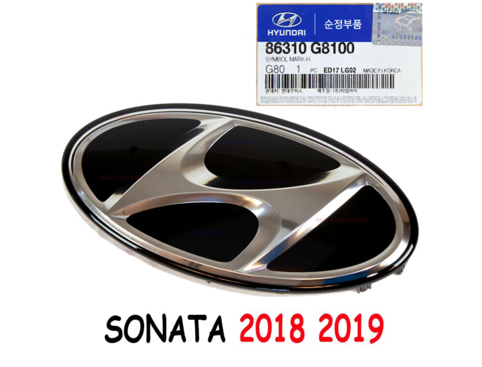 OEM GENUINE Emblem Front Grille Logo H Ornament HYUNDAI SONATA 2018 ...