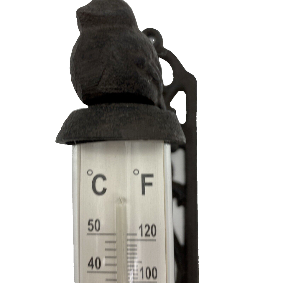 Metal Cast Iron Thermometer Bird Wall Indoor Outdoor Farmhouse Garden ...