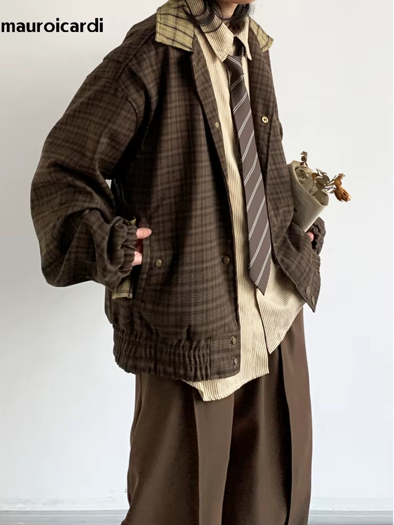Spring Autumn Oversized Colorful Patchwork Men Plaid Jacket Luxury Mens ...