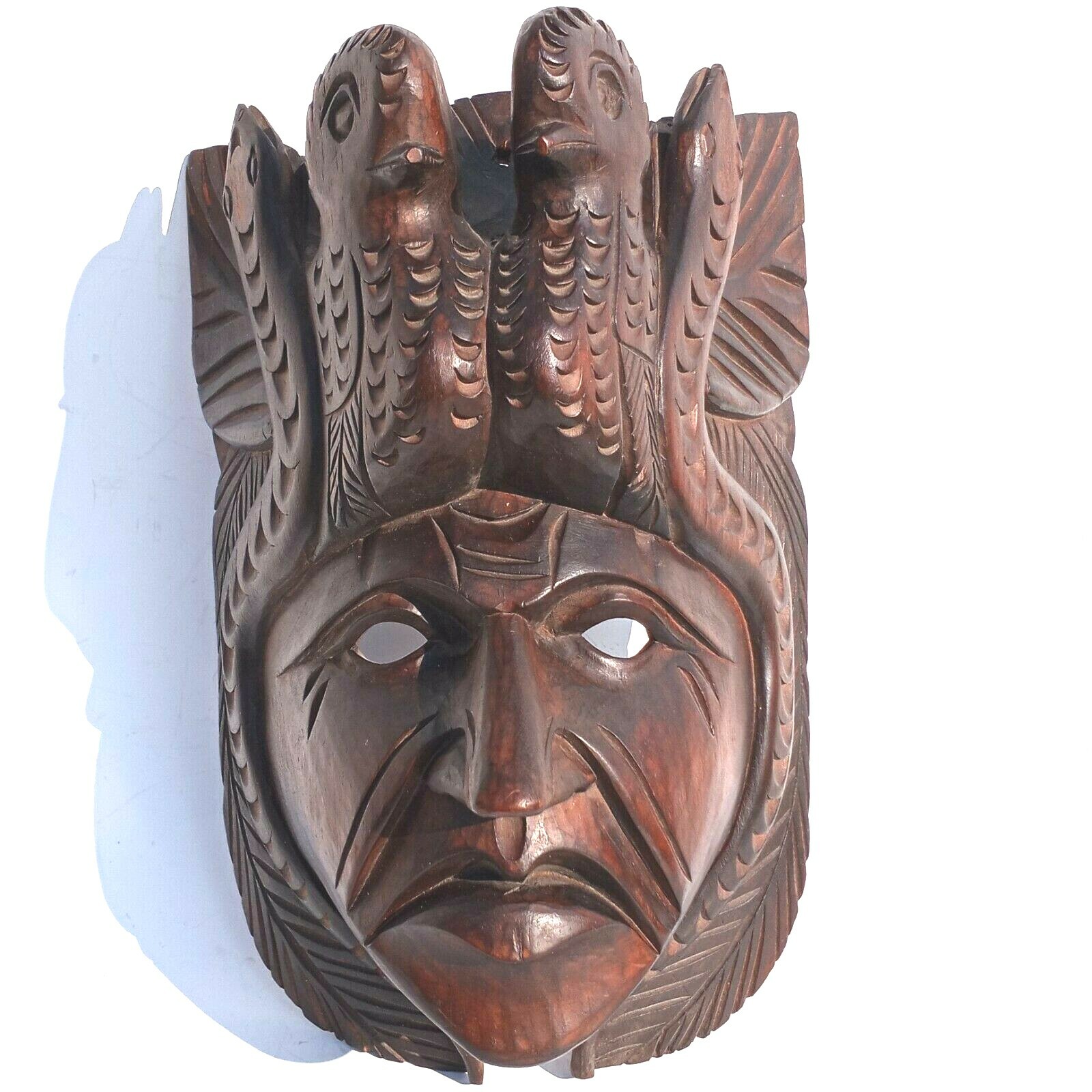 Guatemalan hand carving Wood Mask Mayan folks art Kukulkan chief ...