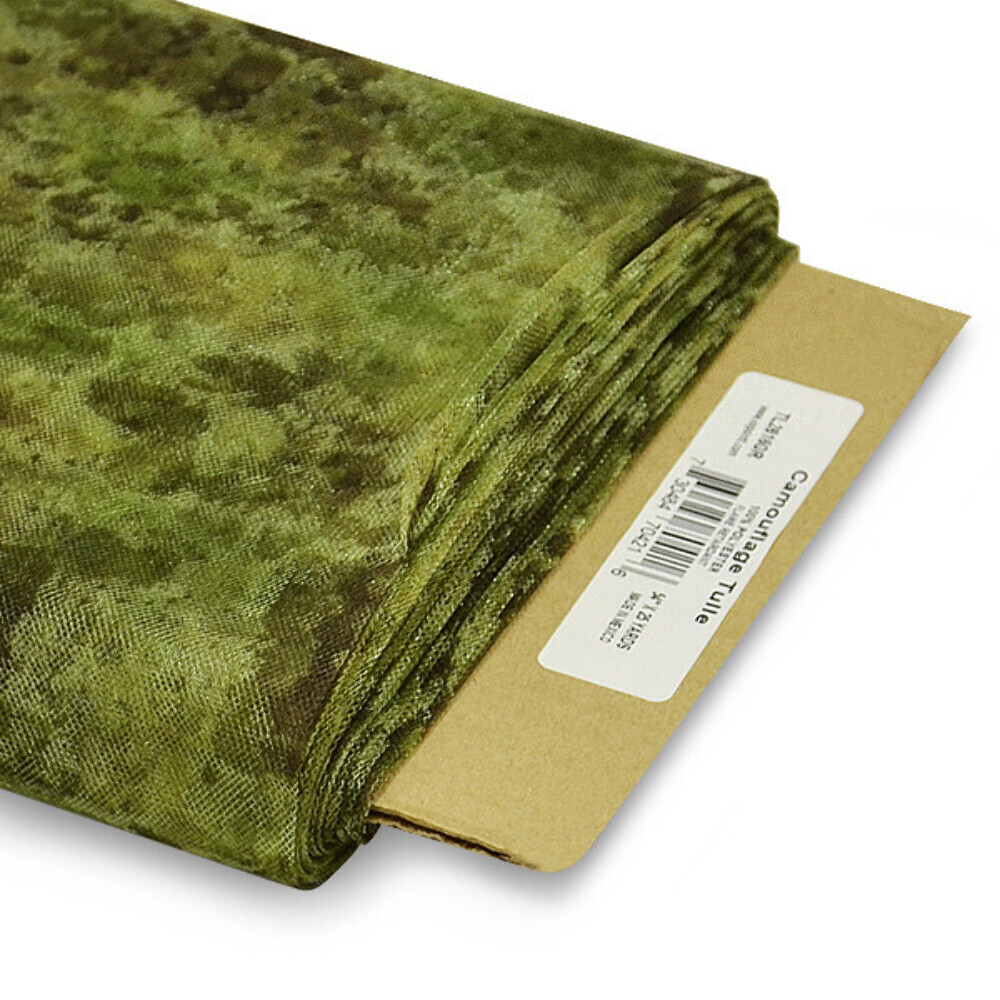 Premium Camouflage Print Tulle Fabric Bolt of 54" X 25 Yards - Green ...