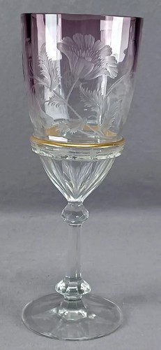 Moser Amethyst & Gold Intaglio Engraved Poppy Flower Monogrammed Large ...