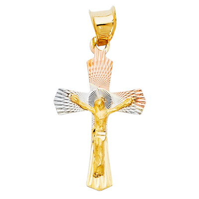 Tri Color Gold Crucifix Jesus Cross Small Tiny Charm Pendant For ...