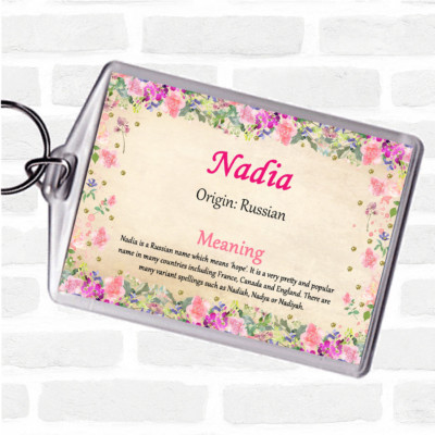 Nadia Name Meaning Bag Tag Keychain Keyring Floral | eBay UK
