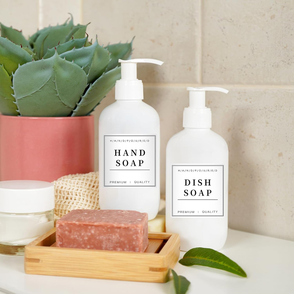 24PCS Printed Waterproof Labels for Bottles, Bathroom Soap Dispenser ...