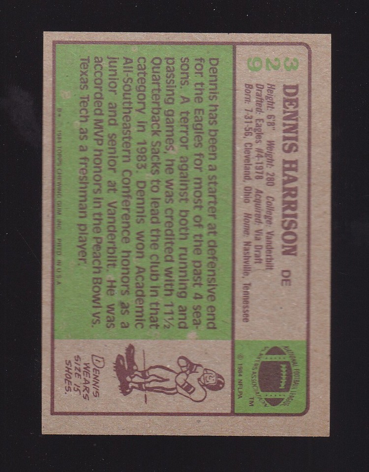 1984 Topps Dennis Harrison #329 Philadelphia Eagles | eBay
