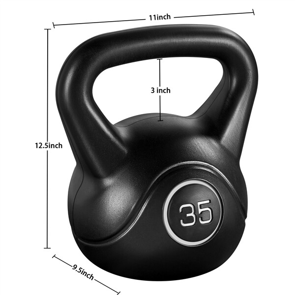 35lb Kettlebell Weight HDPE Coated Kettle Bells for Home Gym Fitness ...