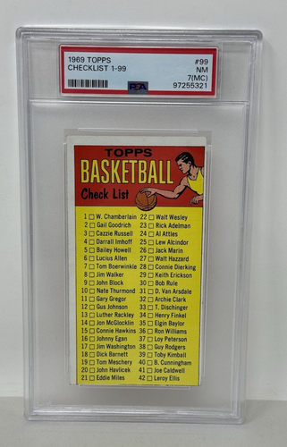 1969 Topps Basketball #99 Tall Boy Checklist PSA 7 (MC) NM ~ Unmarked ...
