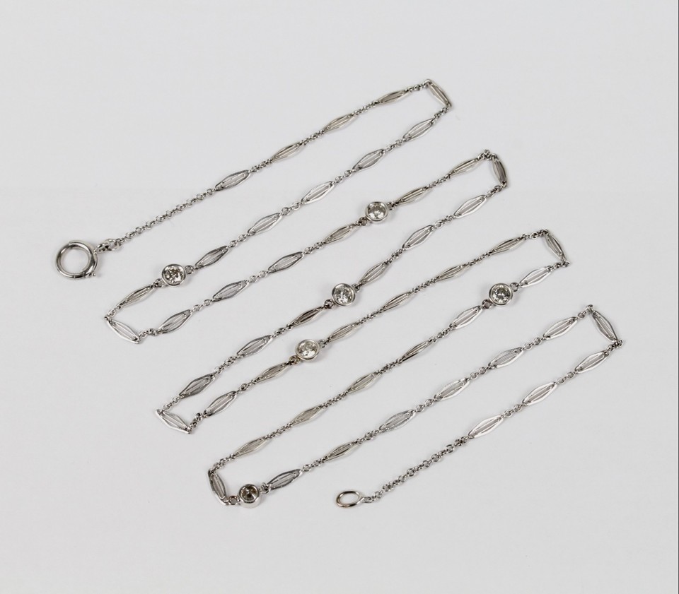 Art Deco Diamonds by the Yard 14K White Gold 27 Inch Chain Necklace | eBay