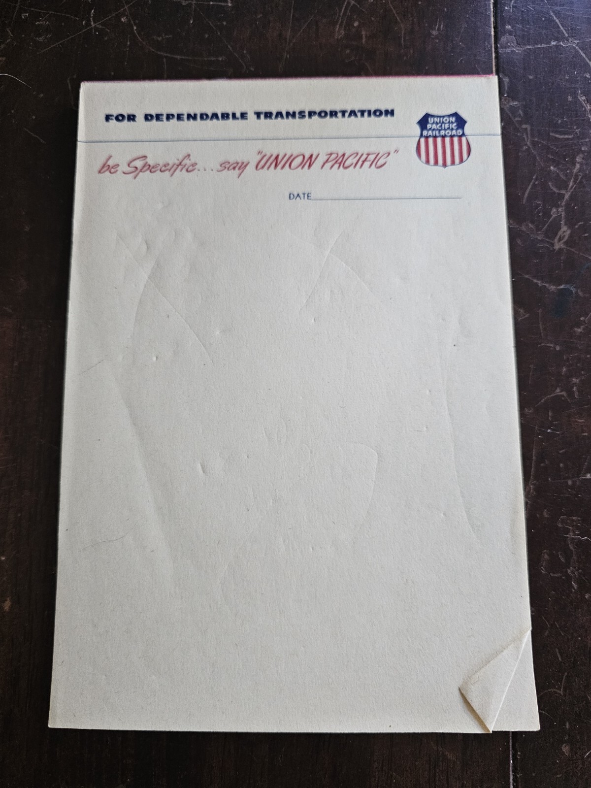 Union Pacific Railroad For Dependable Transportation 1960's Notepad ...