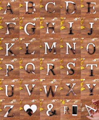 Mirror Wall Sticker Mirror Effect 26 Alphabet Letters Decor Acrylic ...