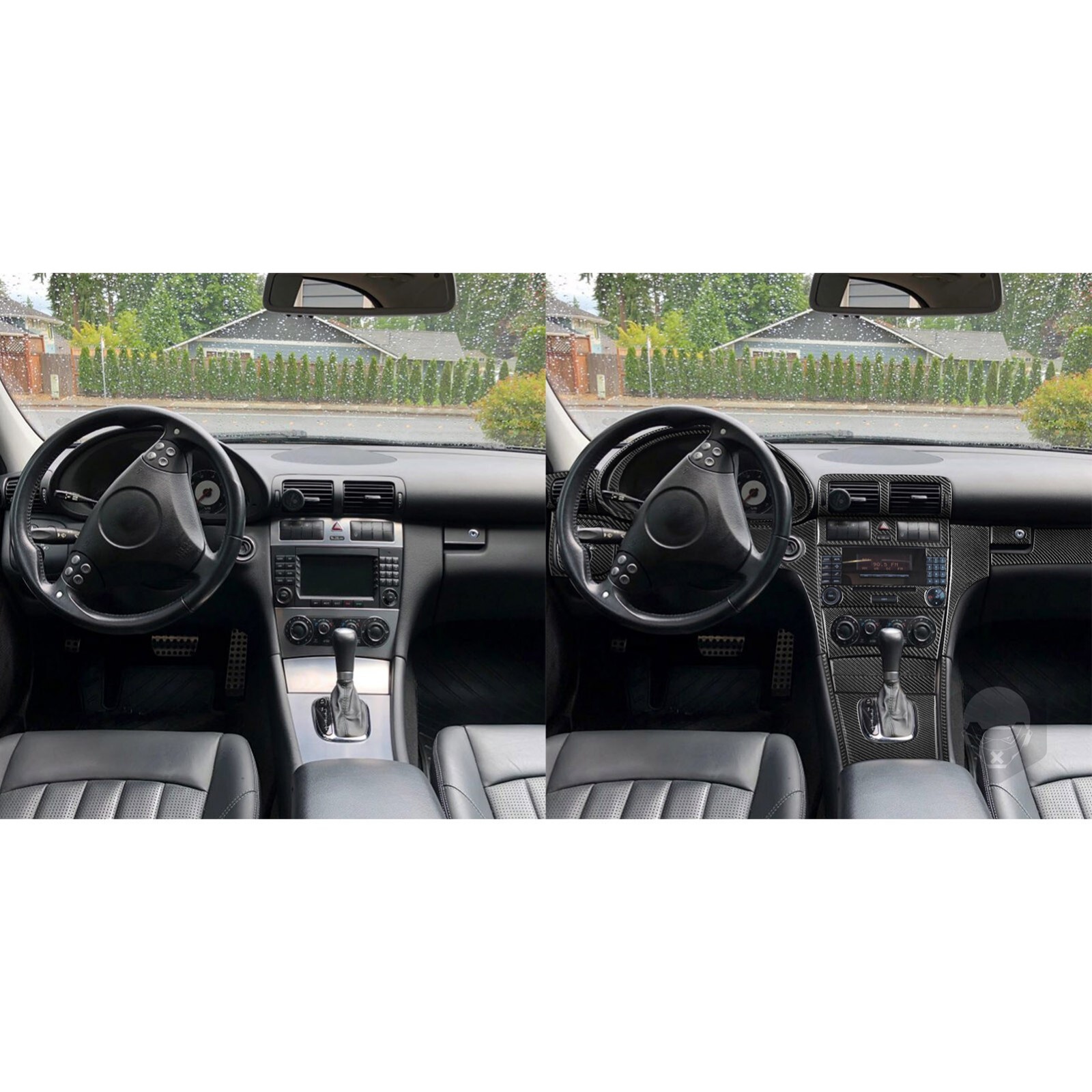 44Pcs Real Carbon Fiber Full Interior Dash Kit Cover Trim For C-Class ...