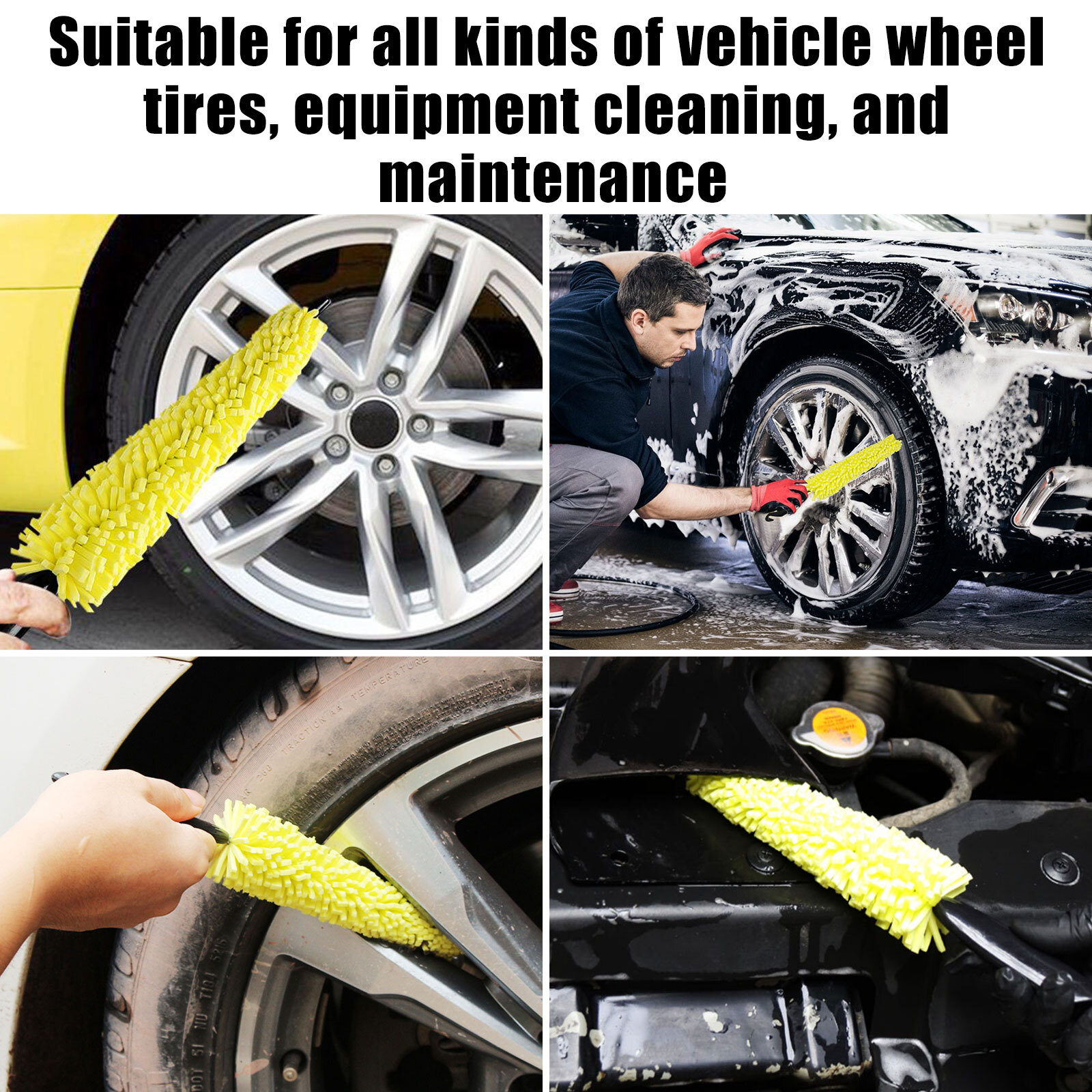 4PCS Car Detailing Cleaning Brush Tire Rim Washing Scrub Wheel Cleaner ...