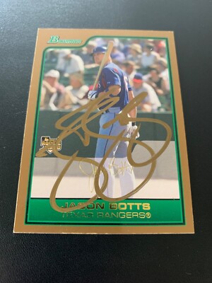 Jason Botts Signed 2006 Bowman Gold #210 Card Texas Rangers Autograph ...