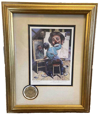 SIGNED Emmett Kelly Emmett’s Self Portrait 13x11 Gold Framed Clown ...