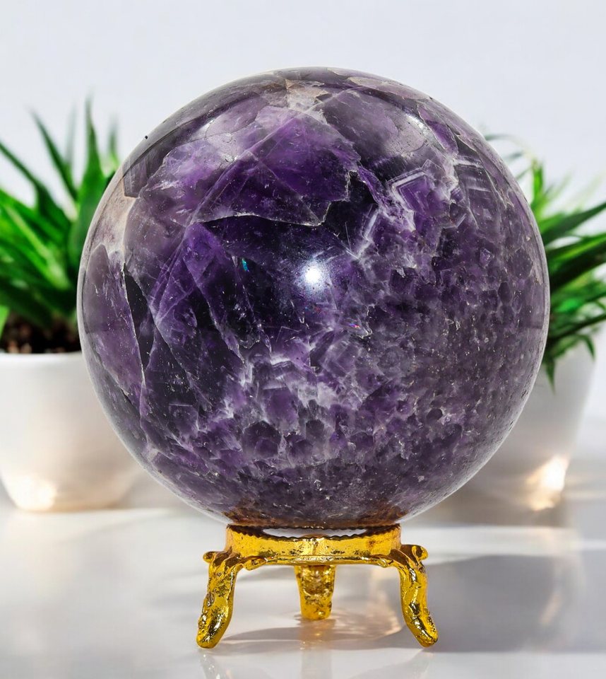 Blue AMETHYST Crystal Stone Healing Energy Reiki Gemstone Decor Sphere ...