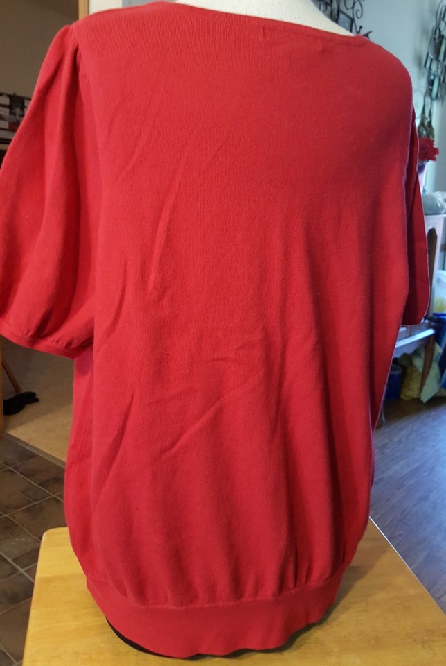 Style & Co. red pull over top with short sleeves size 1X scoop neck ...