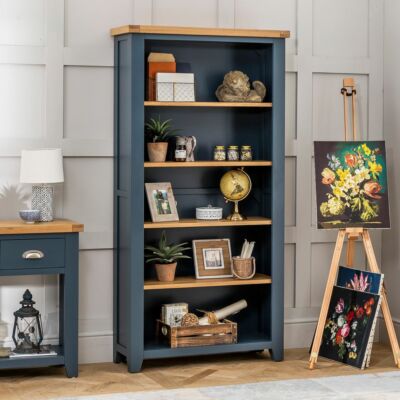 Westbury Blue Painted Large Tall Bookcase - 4 Adjustable Shelves ...