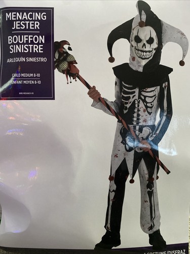 Menacing Jester Skeleton Halloween Costume 3 Piece Set Child Size ...