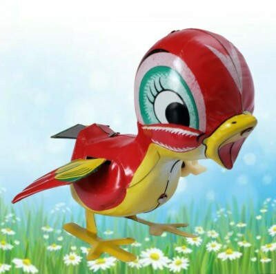 Vintage Mikuni Hopping Chicken with Flapping Wing Tin Mechanical Wind ...