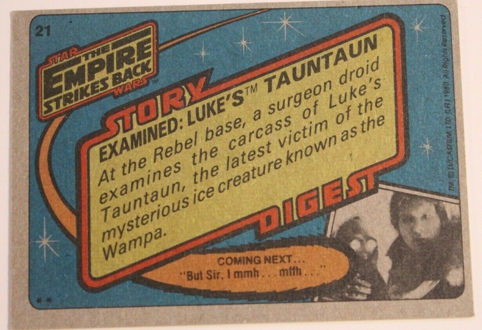 Vintage Star Wars Empire Strikes Back Trading Card #21 Examined Luke's ...
