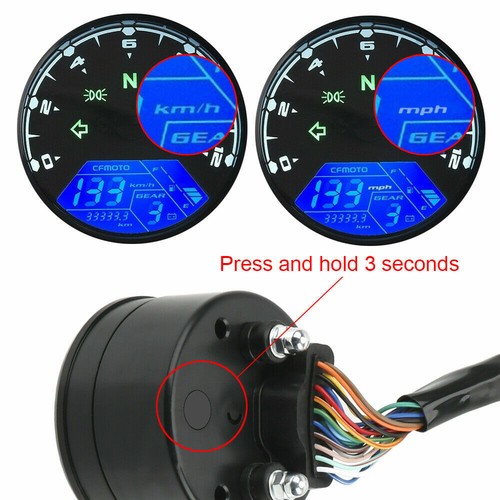 Motorcycle Speedometer Tachometer Cafe Racer moto Odometer LCD Digital ...