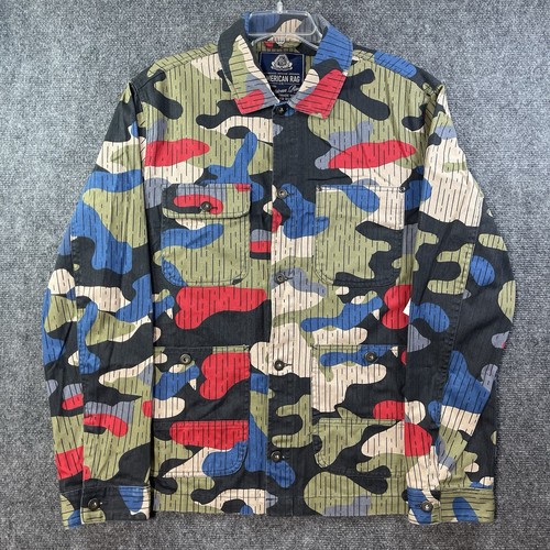 AMERICAN RAG Streetwear Camo Chore Jacket Mens L Red Blue Green Hip Hop ...
