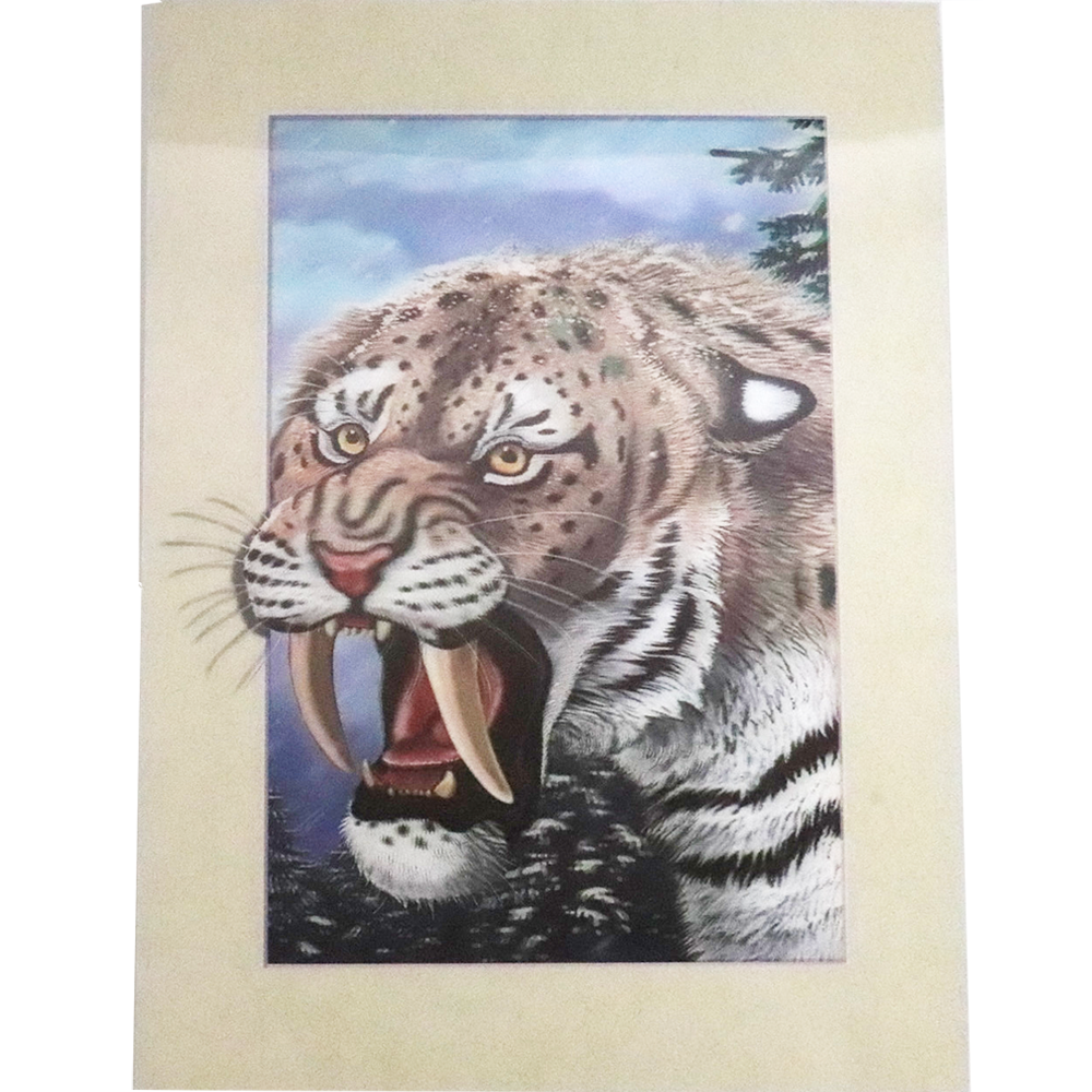 White Saber Tooth Tiger - 3D Lenticular Poster - 12x16 Print | eBay UK