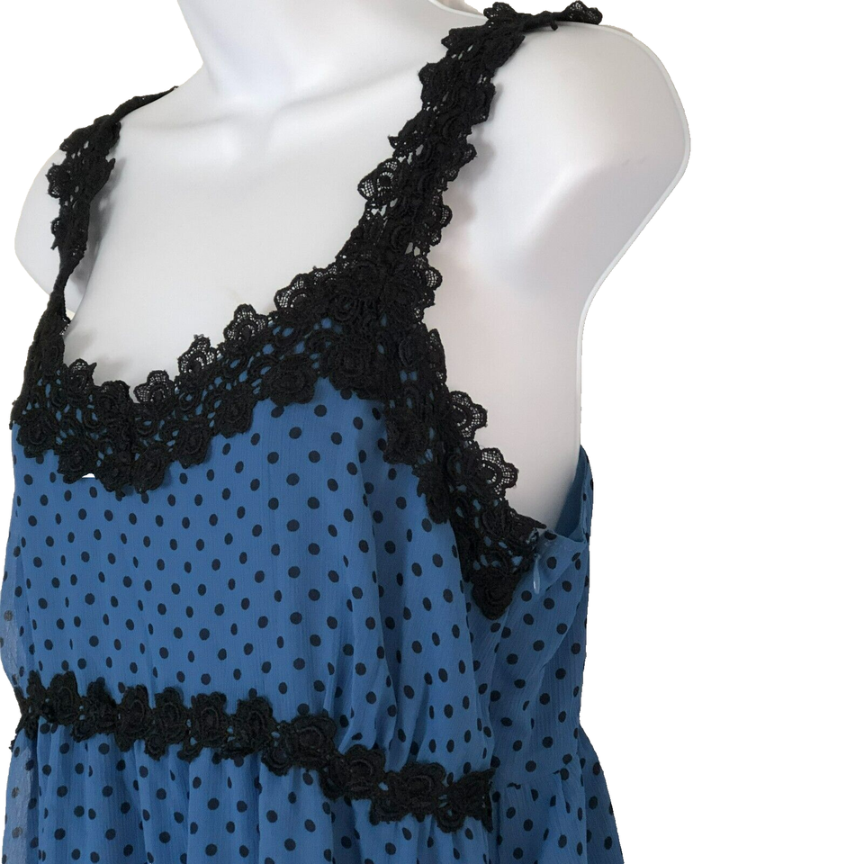 Apt 9 Babydoll Top Y2K Coquette Polka Dot Lace Trim Side Zip sz 10 New ...