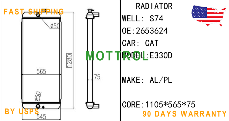 2459359 245-9359 CORE RADIATOR,WATER FITS Caterpillar CAT E330D 330D ...