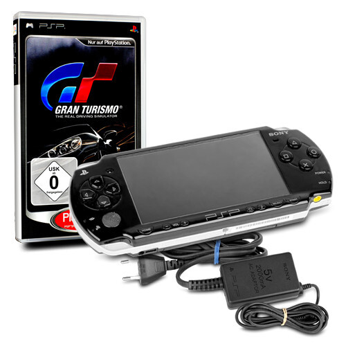 PSP Konsole 2004 Slim Schwarz #20A + Ladekabel + Spiel Gran Turismo ...