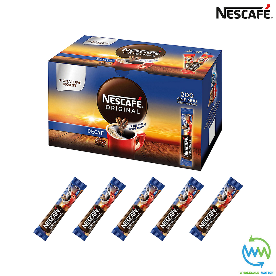 100 x NESCAFE Original DECAF Individual COFFEE Sachets CUP Instant ...
