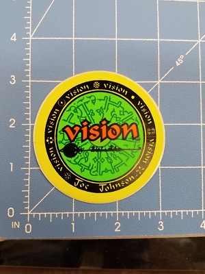 NOS Vision Skateboard Sticker - Joe Johnson Hieroglyphic - Yellow/Green ...