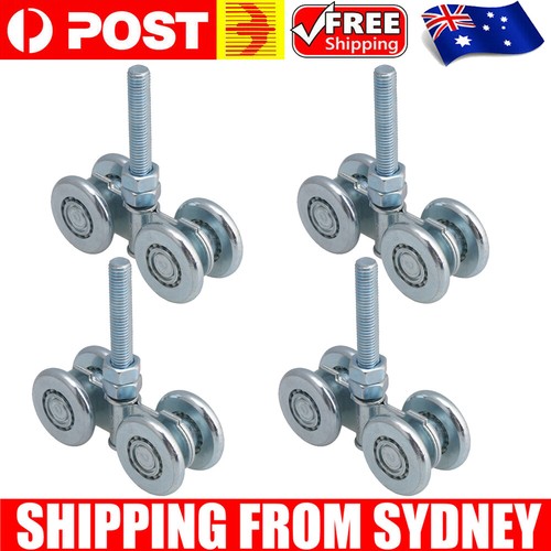 4x 46mm Double Wheel Rail Hanging Trolley Sliding Track Roller Hanging ...