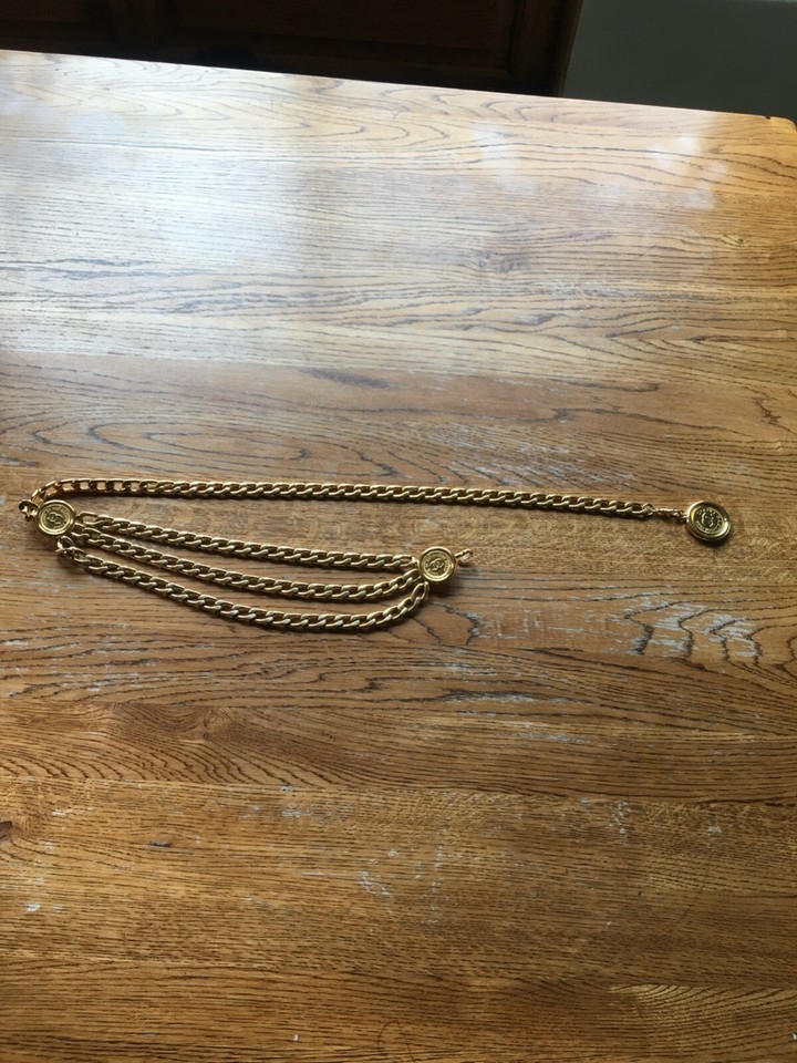 Chanel Classic Three Row Gold Chain Belt with Chanel rue Cambon Paris ...