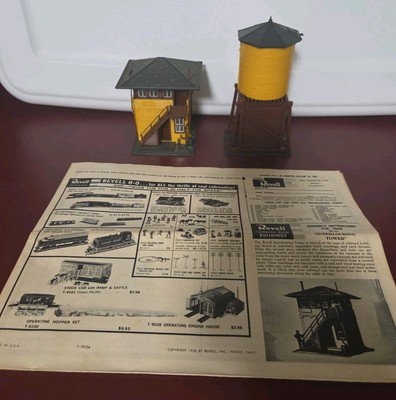 Vtg 1958 Revell Authentic Scale Buildings HO Interlocking Tower & Water ...