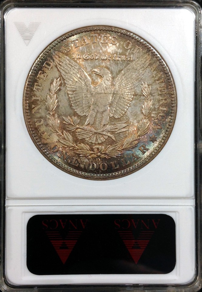 1902 O Morgan Silver Dollar MS 64 ~OLD ANACS HOLDER~ Color Toning ANACS ...