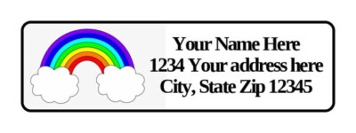 400 Personalized Rainbow Return Address Labels. 1/2 inch by 1 3/4 inch ...