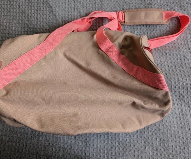Glossier Duffle Bag Medium 20"x10"x10" Brown Pink Desert Rose Zip Strap ...