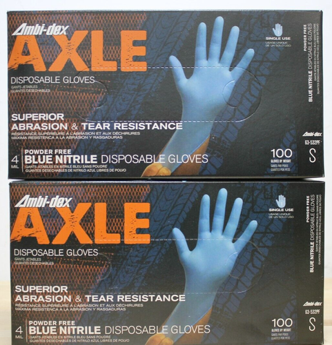 Ambi-Dex Axle 63-532PF Blue Nitrile Disposable Gloves Small (Qty 2 Box ...