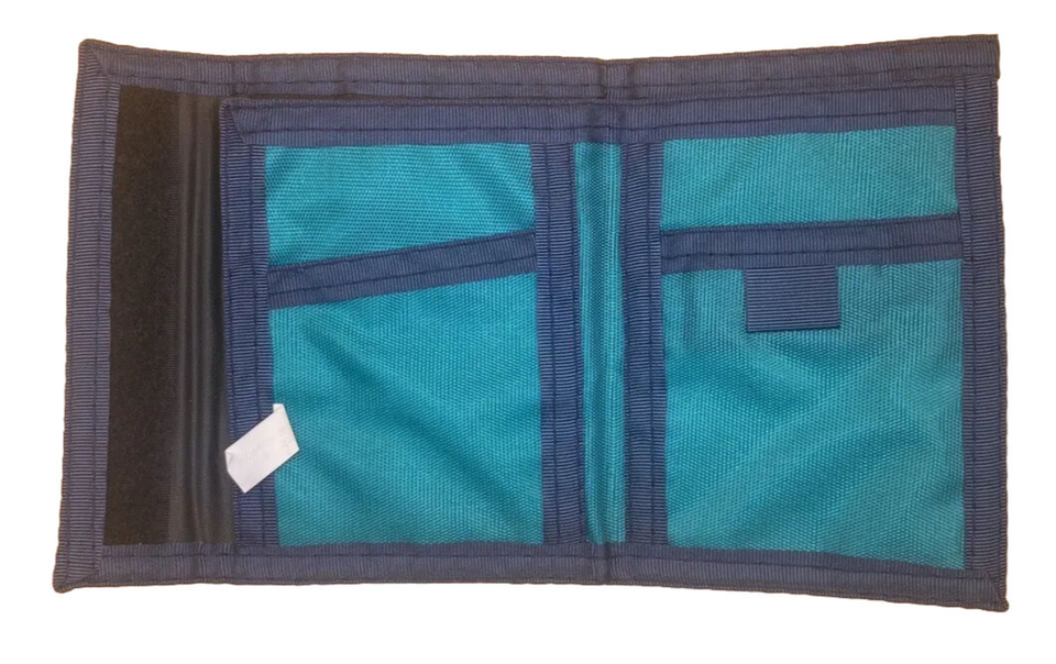 Teal nylon wallet with credit card slots and Hook and Loop seal | eBay